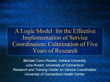 PPT – A Logic Model for the Effective Implementation of Service ...