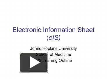 Electronic Information Sheet eIS presentation | free to view