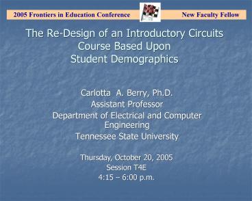 PPT – The ReDesign of an Introductory Circuits Course Based Upon ...