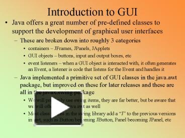 Introduction to GUI presentation | free to view