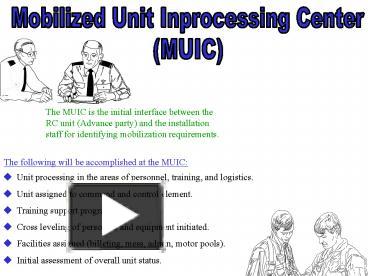 Mobilized Unit Inprocessing Center presentation | free to view