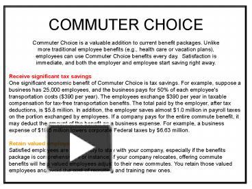COMMUTER CHOICE presentation | free to view