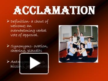 Acclamation presentation | free to view