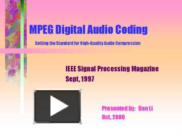 MPEG Digital Audio Coding presentation | free to view