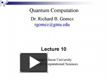 Quantum Error Corection presentation | free to view