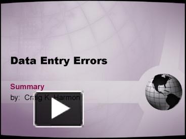 Data Entry Errors presentation | free to view
