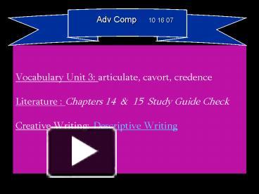 Vocabulary Unit 3: articulate, cavort, credence presentation | free to view
