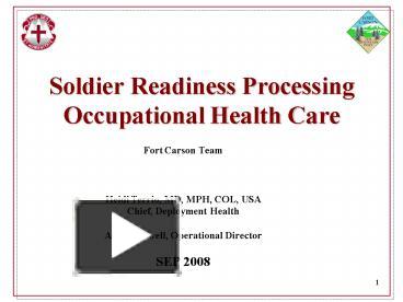 Soldier Readiness Processing Occupational Health Care presentation ...