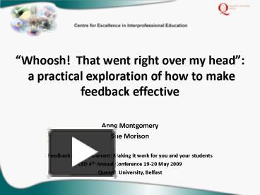 Whoosh That went right over my head: a practical exploration of how to ...