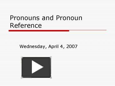 Pronouns and Pronoun Reference presentation | free to view