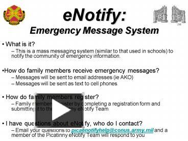 PPT – eNotify: Emergency Message System PowerPoint presentation | free ...