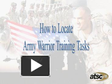 Army Warrior Tasks presentation | free to view