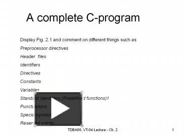 A complete C-program presentation | free to download