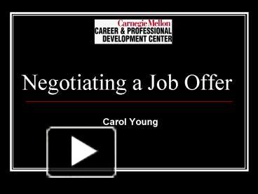 Negotiating a Job Offer presentation | free to view