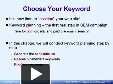 PPT – Choose Your Keyword PowerPoint presentation | free to download ...