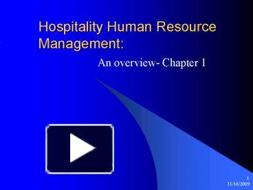 Hospitality Human Resource Management: presentation | free to view