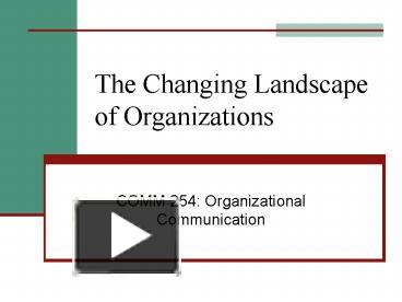 The Changing Landscape of Organizations presentation | free to view