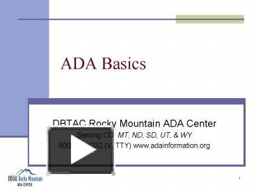 ADA Basics presentation | free to view