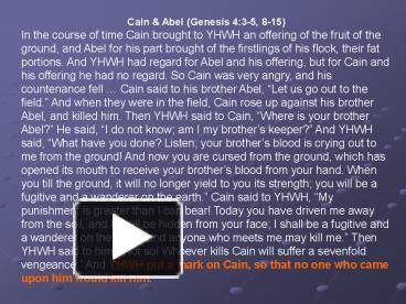 PPT – Cain PowerPoint presentation | free to download - id: e801-ZDRkZ