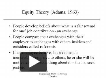 Equity Theory (Adams, 1963) presentation | free to download