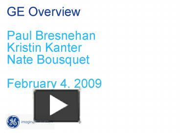 GE Overview presentation | free to view