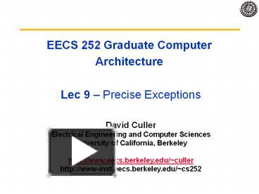 PPT – EECS 252 Graduate Computer Architecture Lec 9 PowerPoint ...