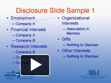 Disclosure Slide Sample 1 presentation | free to view