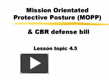 Mission Orientated Protective Posture MOPP presentation | free to view