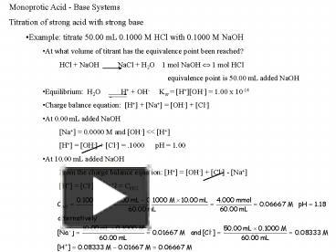 Monoprotic Acid Base Systems presentation | free to view