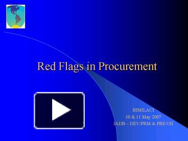 Red Flags in Procurement presentation | free to view
