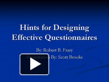 Hints for Designing Effective Questionnaires presentation | free to view