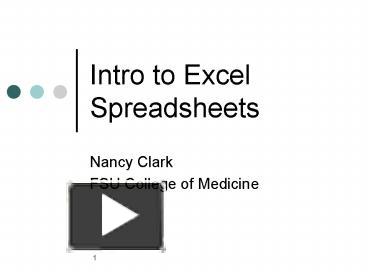 Intro to Excel Spreadsheets presentation | free to view