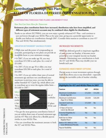 STATE OF FLORIDA DEFERRED COMPENSATION PLAN presentation | free to view