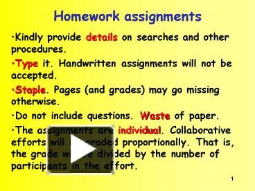 PPT – Homework assignments PowerPoint presentation | free to view - id ...