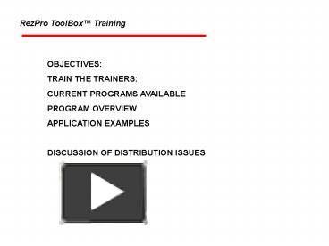 RezPro ToolBox Training presentation | free to view