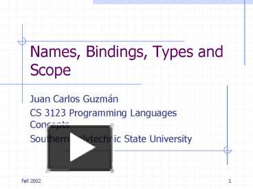 Names, Bindings, Types and Scope presentation | free to view