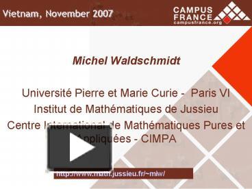 Michel Waldschmidt presentation | free to download