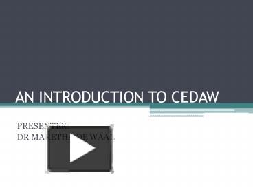 PPT – AN INTRODUCTION TO CEDAW PowerPoint presentation | free to view ...