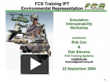 FCS Training IPT Environmental Representation presentation | free to view