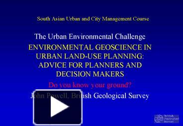 South Asian Urban and City Management Course presentation | free to view