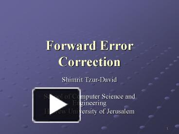 Forward Error Correction presentation | free to download