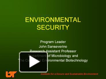 ENVIRONMENTAL SECURITY presentation | free to view