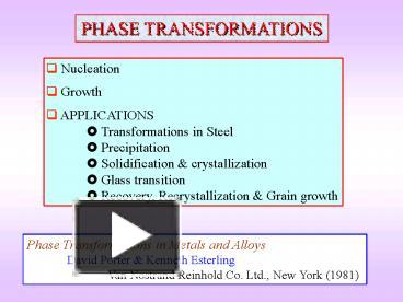 PHASE TRANSFORMATIONS presentation | free to view