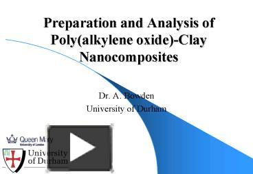Preparation and Analysis of Polyalkylene oxideClay Nanocomposites ...