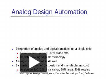 PPT – Analog Design Automation PowerPoint presentation | free to view ...