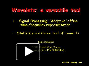 PPT – Wavelets: a versatile tool PowerPoint presentation | free to ...