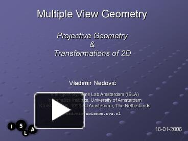 Multiple View Geometry Projective Geometry presentation | free to view