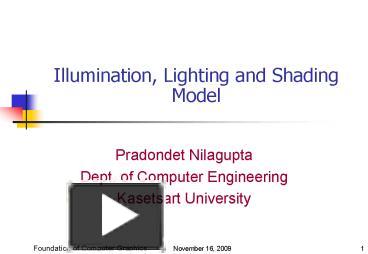 PPT – Illumination, Lighting and Shading Model PowerPoint presentation ...