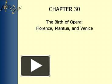 The Birth of Opera: presentation | free to view