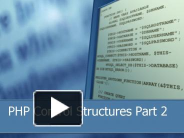 PPT – PHP Control Structures Part 2 PowerPoint presentation | free to ...